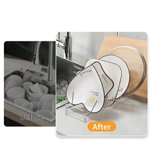 FAWEGO Stainless Steel 304 Pot Lids Holder Kitchen Organizer Plate organizer for Cabinet 9 Slot plate rack