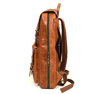 Genuine Leather Chef Knife Bag Retro Backpack | 20+ Slots for Knives and Chef Tools | Hidden Back Pocket for Tablet | Sturdy Knife Bags For Chefs & Culinary Students | Light Brown