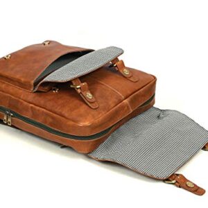 Genuine Leather Chef Knife Bag Retro Backpack | 20+ Slots for Knives and Chef Tools | Hidden Back Pocket for Tablet | Sturdy Knife Bags For Chefs & Culinary Students | Light Brown