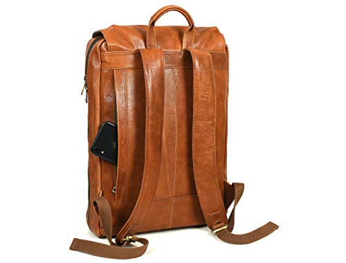 Genuine Leather Chef Knife Bag Retro Backpack | 20+ Slots for Knives and Chef Tools | Hidden Back Pocket for Tablet | Sturdy Knife Bags For Chefs & Culinary Students | Light Brown