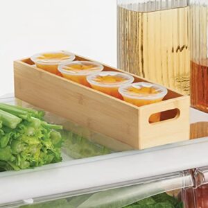 mDesign Slim Bamboo Kitchen Cabinet & Fridge Drawer Organizer Tray - Storage Bin for Cutlery, Serving Spoons, Cooking Utensils, Gadgets - 4.6" Wide - Natural Wood Finish