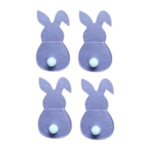 easter felt cutlery holder,4pcs silverware tableware utensil holder,knife and fork cover,reusable tableware storage covers for year of the rabbit easter table decor