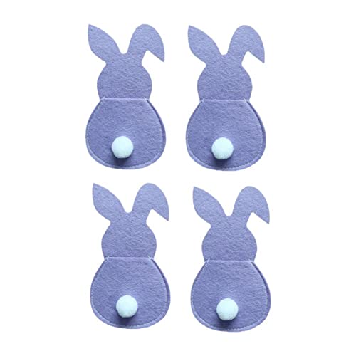 Easter Felt Cutlery Holder,4PCS Silverware Tableware Utensil Holder,Knife and Fork Cover,Reusable Tableware Storage Covers for Year of The Rabbit Easter Table Decor