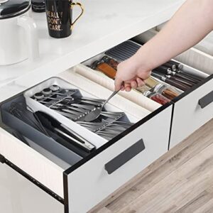 Expandable Kitchen Knife Drawer Organizer and Silverware Organizer Storage Tray, Adjustable and Removable Flatware Organizer for Kitchen Drawer Holding Utensils Spoons Knife Forks