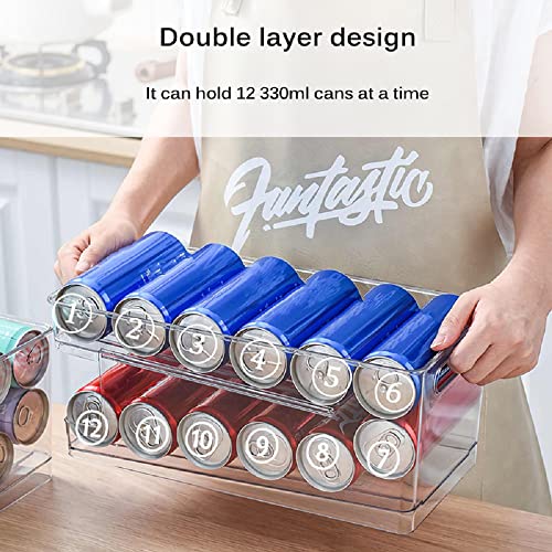 Riipoo Refrigerator Can Dispenser, Stackable Soda Can Organizer for Pantry Cabinet, Beverage Drinks Holder for Refrigerator