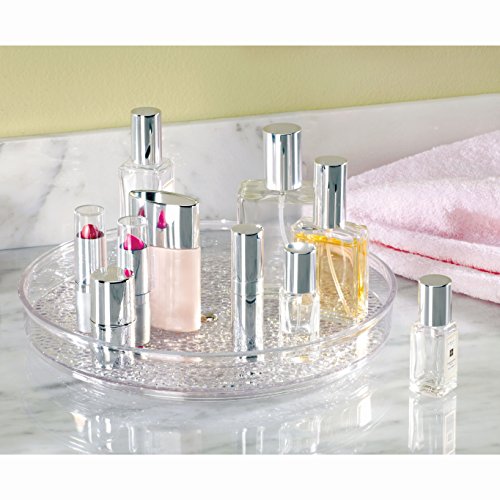 iDesign The Rain Collection Lazy Susan Turntable Organizer, 9" x 9" x 1.5", Clear & BPA-Free Plastic Divided Makeup Palette Cosmetic Organizer, The Clarity Collection – 9.25" x 3.86" x 3.2", Clear