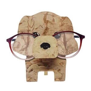 funny glasses holder stand, cute creative animal handmade wooden carving eyeglass holder, home office nightstand decoration desktop glasses frame (d-1, one size)