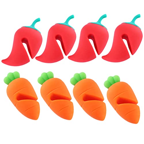 Cabilock 8Pcs Silicone Spill-proof Lid Lifter Boil Stoppers Lid Lifts Carrot Chili Kitchen Pot Lid Holders Lid Stand Heat Resistant Holder Keep The Lid Open