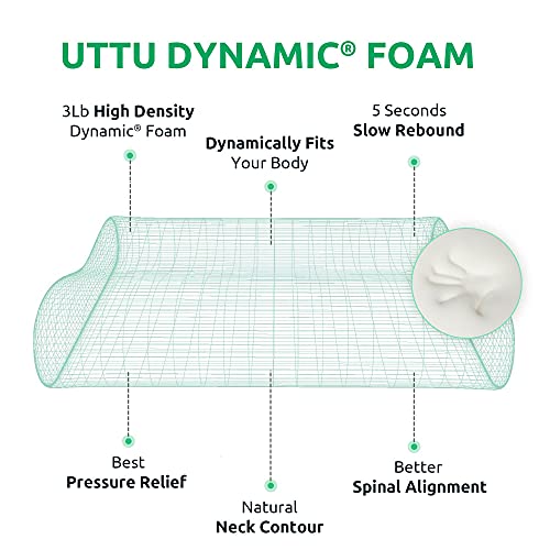 UTTU Sandwich Pillow Queen Size, Orthopedic Pillow for Neck Pain Relief, Cervical Pillow for Back Pain, Neck Support for Side Sleepers, Adjustable Memory Foam Pillow, CertiPUR-US