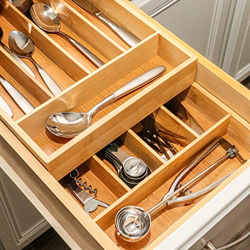 Berghoff Bamboo Set of 2, 5-Slot Flatware Organizers, Fits Most Kitchen Drawers