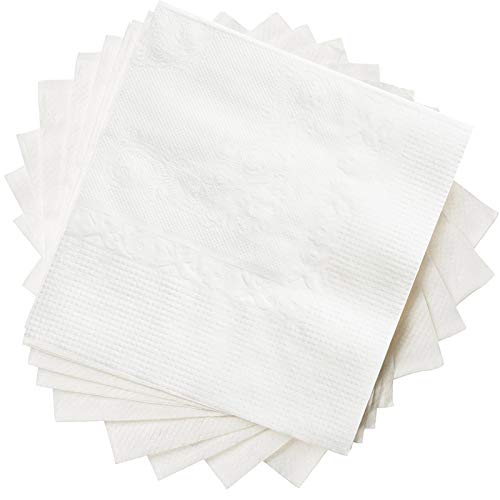 [500 Pack] White Beverage Napkins 1-Ply Cocktail Napkins, Restaurant Bar Paper Napkins