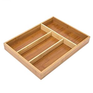 bamboo utensil silverware organizer – 4 compartments – bamboo hardware jewelry drawer holder kitchen knives tray organizer