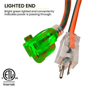 GoGreen Power GG-13725 16/3 25’ SJTW Outdoor Extension Cord, Lighted End, 25 Ft