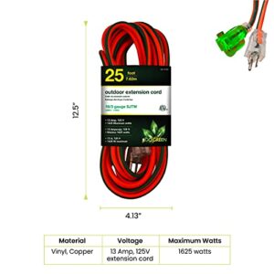 GoGreen Power GG-13725 16/3 25’ SJTW Outdoor Extension Cord, Lighted End, 25 Ft