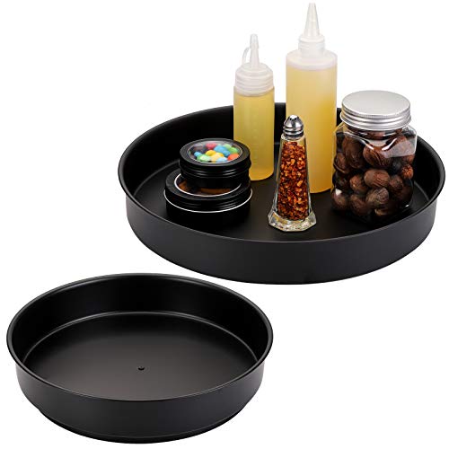 Yopay 2 Pack Stainless Steel Lazy Susan, 9 Inch/ 12 Inch Black Pantry Turntable Organizer, Round Rotating Countertop Spice Bins for Cabinets, Shelf, Bathroom, Kitchen, Refrigerator