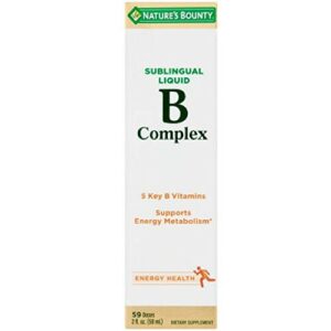 nature’s bounty b complex with b12 sublingual liquid fast acting dietary supplement, 2 fl oz