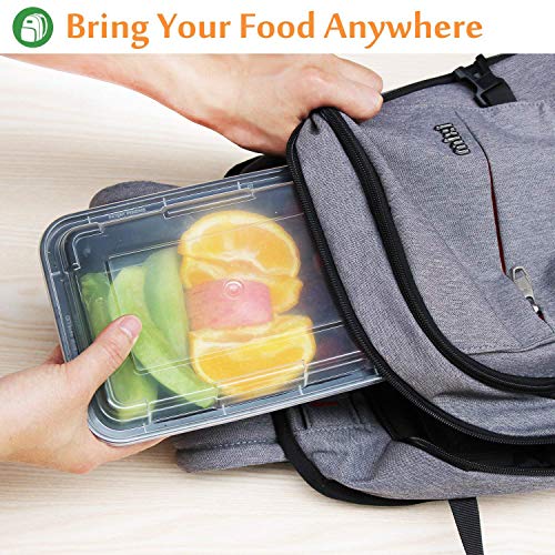 Enther Meal Prep Containers Single Lids Food Storage Bento BPA Free | Stackable | Reusable Lunch Boxes, Microwave/Dishwasher/Freezer Safe Portion Control (28 oz), 12 Pack 1 Compartment