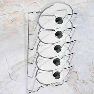 aynefy 5-tiers pot lid rack, wall mount pot lid holder multi tiers pan lid holder cabinet door storage rack cookware stand holder for home kitchen cabinet pantry