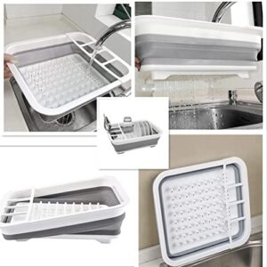 Collapsible Dish Rack and Drainboard Set Storage Dish Drying Rack Basket Folding Storage Container for Kitchen Motorhome Camper