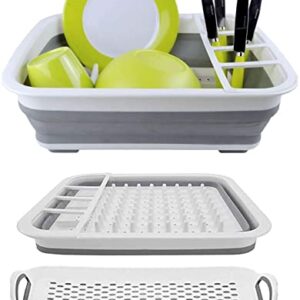 Collapsible Dish Rack and Drainboard Set Storage Dish Drying Rack Basket Folding Storage Container for Kitchen Motorhome Camper