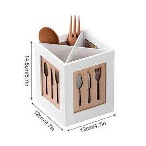 Flueyer Wood Cutlery Caddy, Decorative Wooden Knife and Fork Box Layered Kitchen Utensil Holder for Countertop, Kitchen Table, Cabinet, Pantry