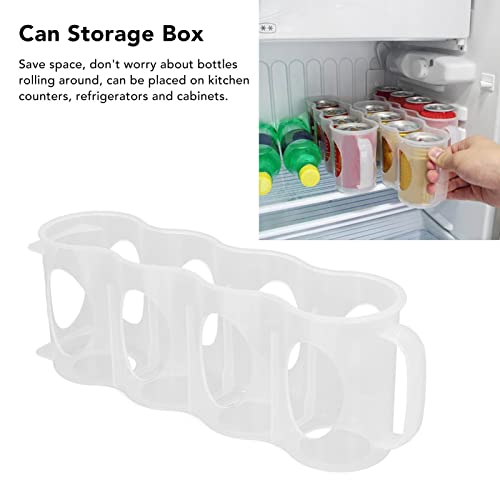 Rolling Soda Can Organizer, Can Storage Box with Handle Transparent Reusable Can Drink Storage Holder Organizer for Refrigerator Cabinets