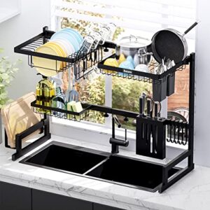 kitsure dish drying rack – adjustable & space-saving dish rack（29.5-35.5in）, over-the-sink dish drying rack, multifunctional kitchen dish drying rack, stainless steel dish drying rack