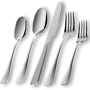 silverware set, briout flatware set service for 4 stainless steel cutlery set 20 piece include upgraded knife spoon fork mirror polished, dishwasher safe