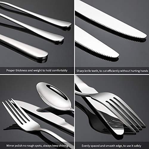 Silverware Set, Briout Flatware Set Service for 4 Stainless Steel Cutlery Set 20 Piece Include Upgraded Knife Spoon Fork Mirror Polished, Dishwasher Safe