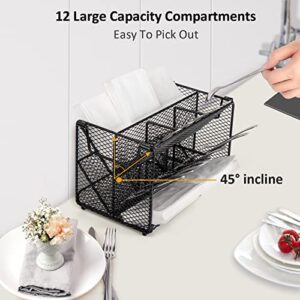 SUICGYU Utensil Holder for Countertop,Mesh Utensil Silverware Caddy 12 Compartments ,Cutlery Holder for Picnics Camping Outdoor Grill RV