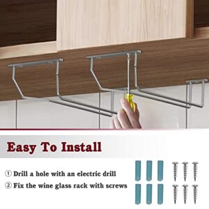 Wine Glass Rack, 2 Pack 10.6" Stemware Rack, Wine Glass Holder Under Shelf Single Rail for Bar Kitchen