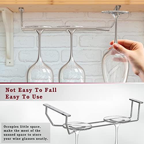 Wine Glass Rack, 2 Pack 10.6" Stemware Rack, Wine Glass Holder Under Shelf Single Rail for Bar Kitchen