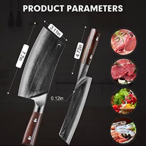 Cleaver Knife, ENOKING Meat Cleaver Hand Forged Serbian Chef Knife German High Carbon Stainless Steel Butcher Knife Vegetable Cleaver with Full Tang Handle for Home Kitchen and Restaurant, Ultra Sharp