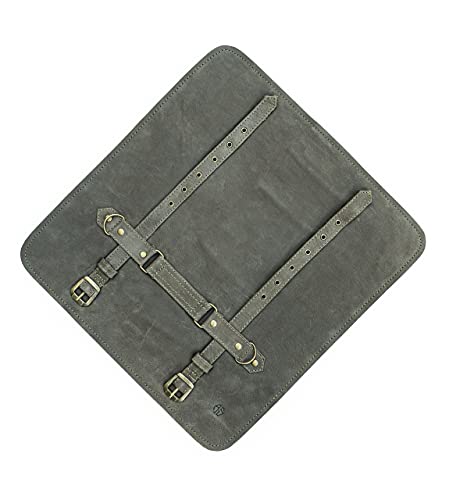 Knife Roll Bag Genuine Leather – knife case for Chefs 7 slots – Leather Knife bag Clint (Olive-Green)