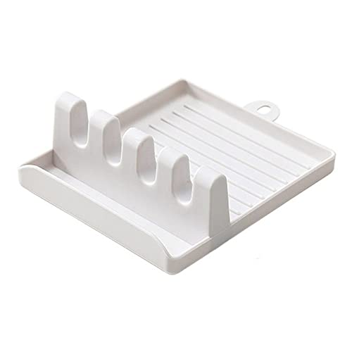 Kitchen Accessories Cap Shelf Lid Stand Spoon Rest Stove Organizer Spoon Holder Pot Lid Holder Pots Cover Rack Wall-Mounted(White)