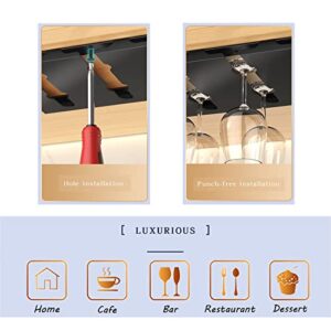 Gittcoll Wine Glasses Rack Stainless Steel Under Cabinet Stemware Hanging Holder No Drilling Metal Wine Glasses Goblets Drying Organizer Storage for Cabinet Kitchen Bar (3 Slot)