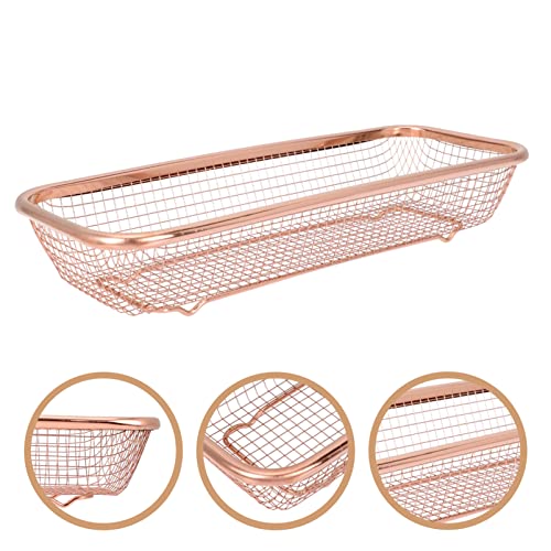 Cabilock Desktop Utensil Basket Utensil Drawer Organizer Chopsticks Storage Basket Cutlery Tray Silverware Flatware Kitchen Utensil Cutlery Tray for Home Shop Rose Gold