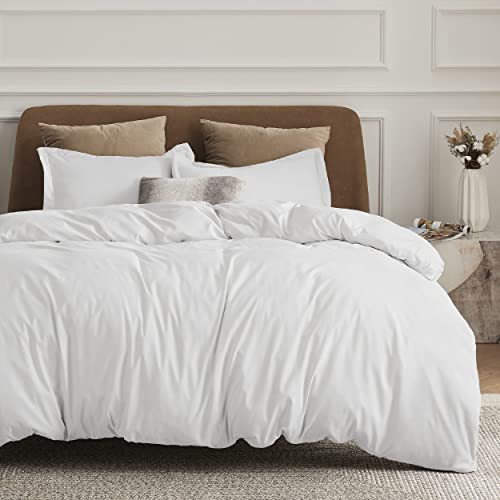 BEDSURE White Duvet Covers Queen Size - Soft Brushed Microfiber Duvet Cover Set 3 Pieces with Zipper Closure, 1 Duvet Cover 90x90 inches and 2 Pillow Shams(No Comforter)