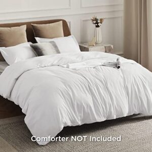 BEDSURE White Duvet Covers Queen Size - Soft Brushed Microfiber Duvet Cover Set 3 Pieces with Zipper Closure, 1 Duvet Cover 90x90 inches and 2 Pillow Shams(No Comforter)