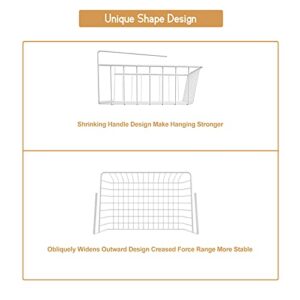 Under Shelf Basket, 4 Pack White Wire Rack, Slides Under Shelves for Storage Space on Kitchen Pantry Desk Bookshelf Cupboard