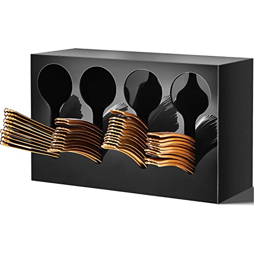 Plastic Utensil Dispenser 4 Compartments Cutlery Dispenser Plastic Silverware Holder Silverware Caddy Spoon Fork Flatware Organizers Plasticware Sorter for Restaurant Office Countertop Party Storage