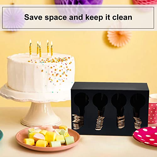 Plastic Utensil Dispenser 4 Compartments Cutlery Dispenser Plastic Silverware Holder Silverware Caddy Spoon Fork Flatware Organizers Plasticware Sorter for Restaurant Office Countertop Party Storage