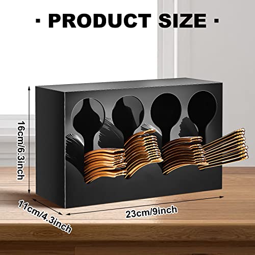 Plastic Utensil Dispenser 4 Compartments Cutlery Dispenser Plastic Silverware Holder Silverware Caddy Spoon Fork Flatware Organizers Plasticware Sorter for Restaurant Office Countertop Party Storage