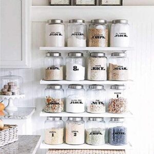 132 Clear Pantry Labels Sticker, Farmhouse Bold Cute Preprinted Pantry Names Stickers, Various Sizes Water Resistant Food Labels for Jars Canisters, Kitchen Organization and Storage W/extra "+"、"&"