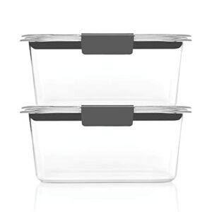 Rubbermaid 2-Piece Brilliance Food Storage Containers with Lids for Lunch, Meal Prep, and Leftovers, Dishwasher Safe, 4.7-Cup, Clear/Grey