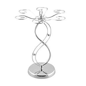 calidaka countertop wine glass holder stemware rack freestanding tabletop stemware storage rack with 6 hooks(silver)