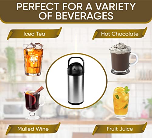 101 Oz Airpot Thermal Coffee Carafe - Insulated Stainless Steel Coffee Dispenser with Pump - Thermal Beverage Dispenser - Thermos Coffee Carafe for Keeping Hot Coffee & Tea Hot For 12 Hours - Cresimo