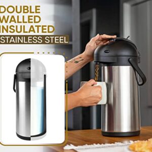 101 Oz Airpot Thermal Coffee Carafe - Insulated Stainless Steel Coffee Dispenser with Pump - Thermal Beverage Dispenser - Thermos Coffee Carafe for Keeping Hot Coffee & Tea Hot For 12 Hours - Cresimo