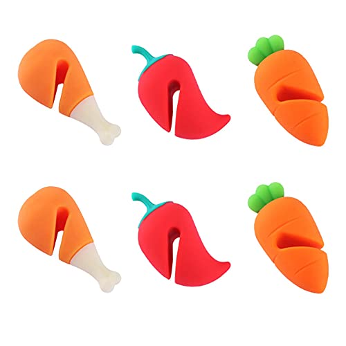 QWDLID 6 Pieces Spill-proof Lid Lifter Silicone Heat Resistant Holder Keep The Lid Open Cooking Helpers Creative Carrot Chili Chicken Drumstick Shape Release Steam Kitchen Gadgets for Cooking