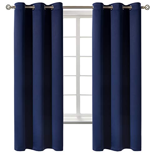 BGment Blackout Curtains for Bedroom - Grommet Thermal Insulated Room Darkening Curtains for Living Room, Set of 2 Panels (42 x 63 Inch, Navy Blue)